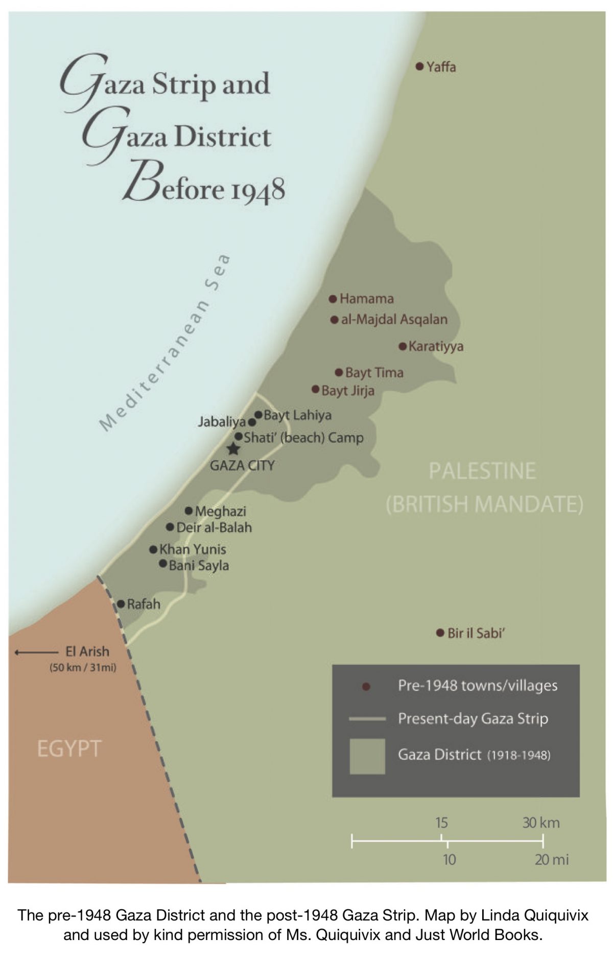 Gaza District Gaza Strip Map Just World Educational