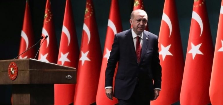 Erdogan and flags, 2018, cropped - Just World Educational